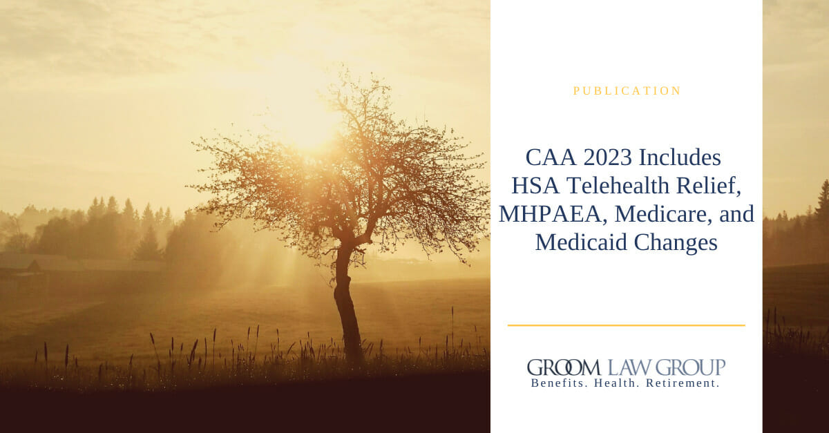 CAA 2023 Includes HSA Telehealth Relief, MHPAEA, Medicare, and Medicaid ...