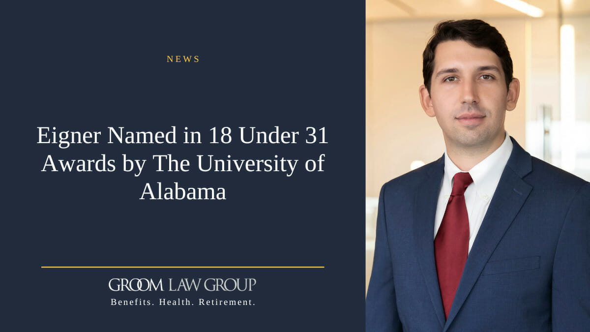 Eigner Named in 18 Under 31 Awards by The University of Alabama | Groom ...