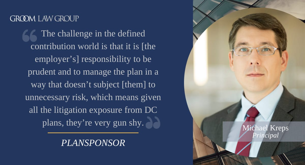 Kreps Examines Defined Benefit Plans with PLANSPONSOR | Groom Law Group